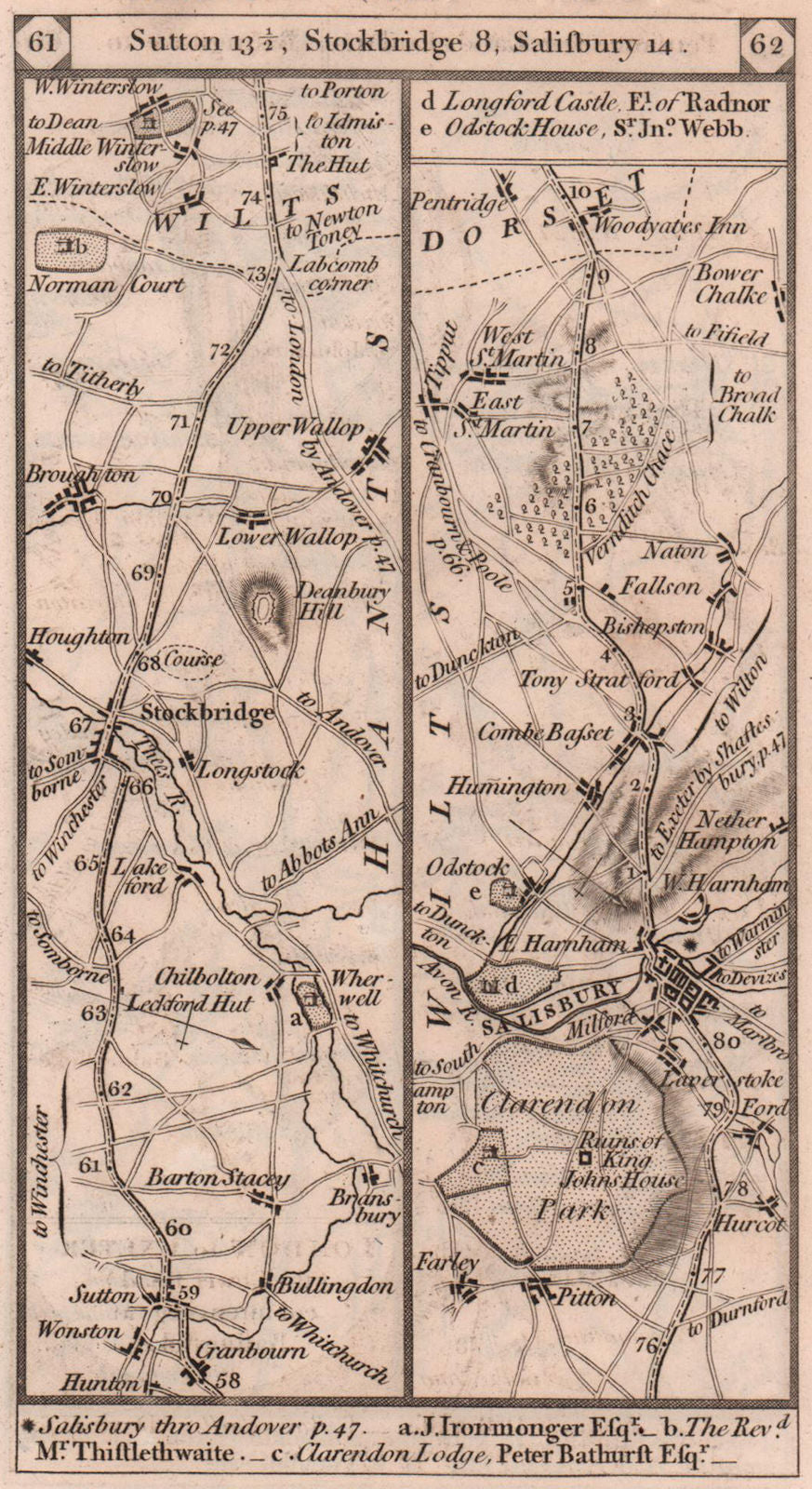 Wonston-Stockbridge-Wallop-Salisbury-Martin road strip map PATERSON ...