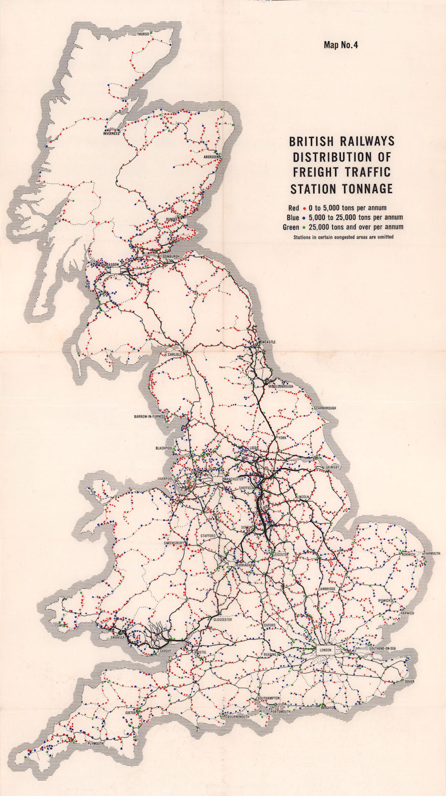 British Railways freight traffic station tonnage. BEECHING REPORT 1963 ...