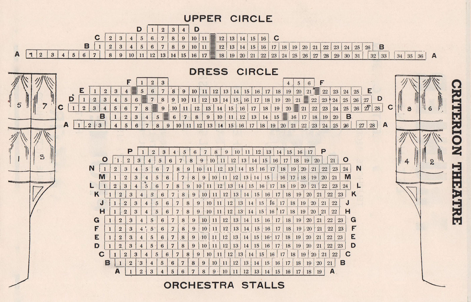 CRITERION THEATRE vintage seating plan. London West End 1937 old ...