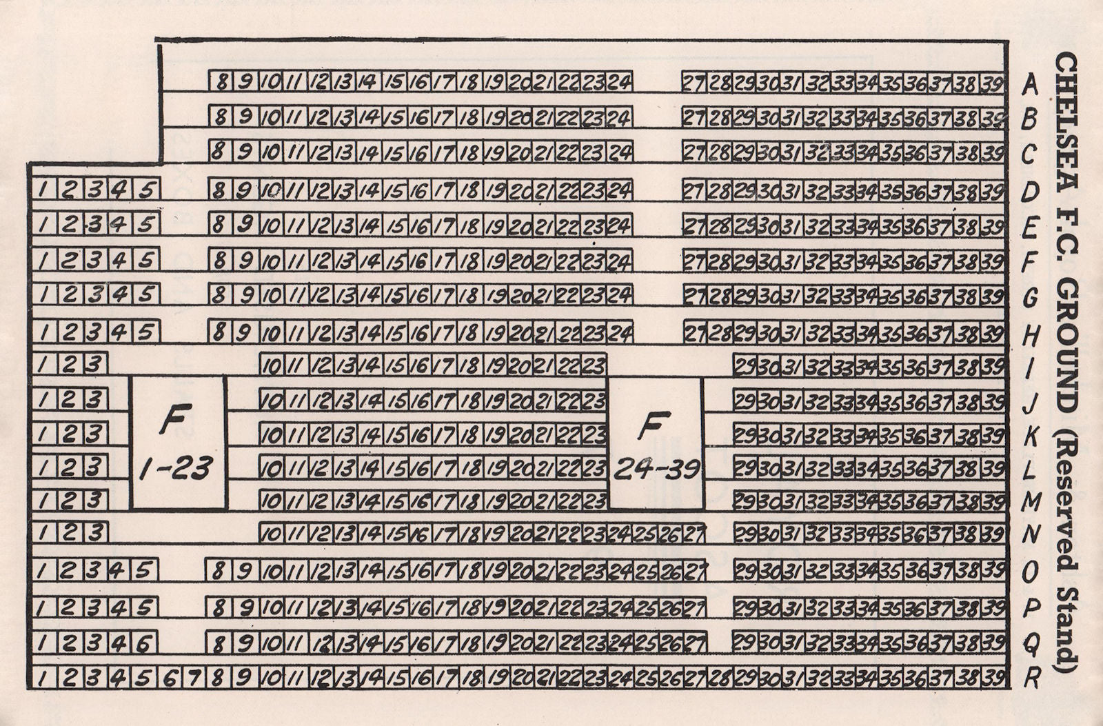 CHELSEA FC GROUND STAMFORD BRIDGE RESERVED STAND vintage seating plan ...