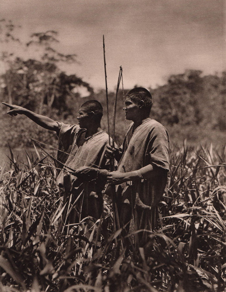 Two Chimane/Tsimané Indians on a hunting trip. Bow & arrow. Bolivia ...