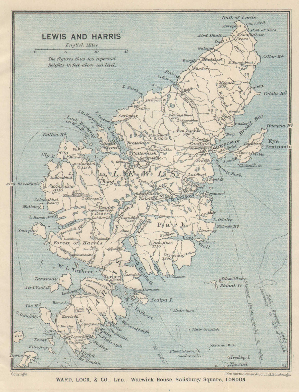 LEWIS & HARRIS. Outer Hebrides vintage tourist map. Scotland. WARD LOCK ...