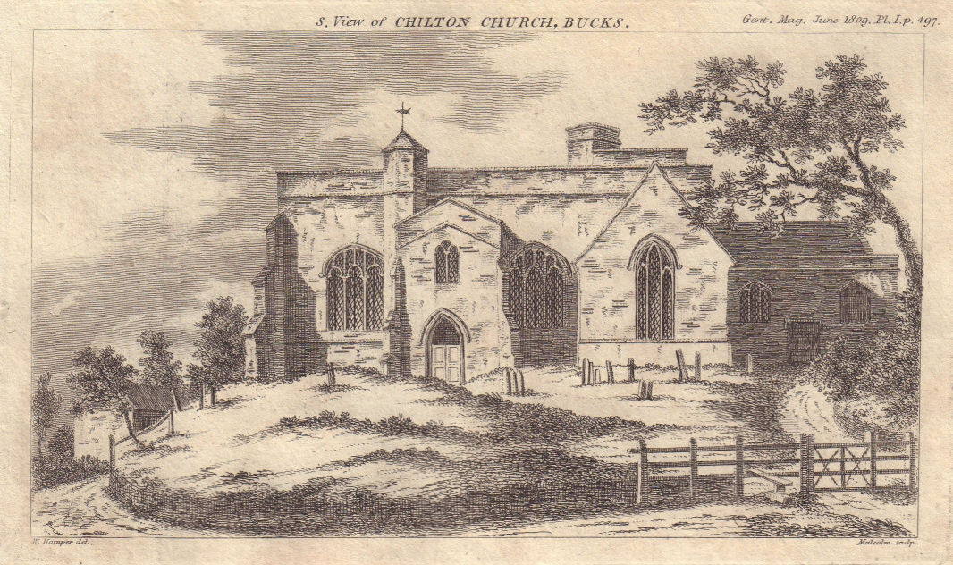 View of St Mary the Virgin Church, Chilton, Buckinghamshire 1809 old ...