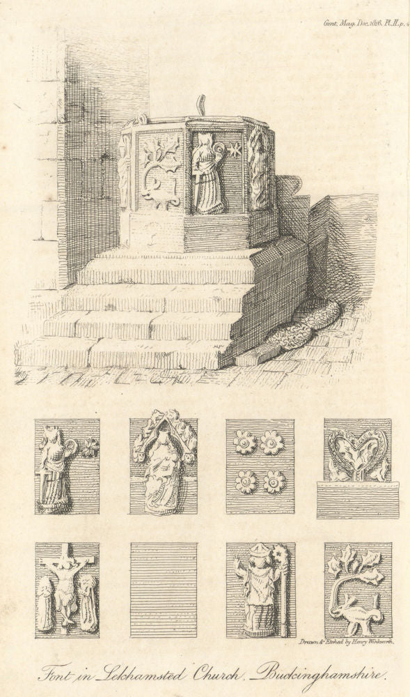 Draft of the font in St Mary's Church, Leckhampstead, Buckinghamshire ...