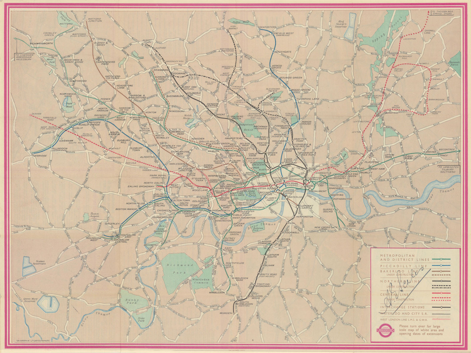 London Transport Underground map #3 1939 old vintage plan chart ...