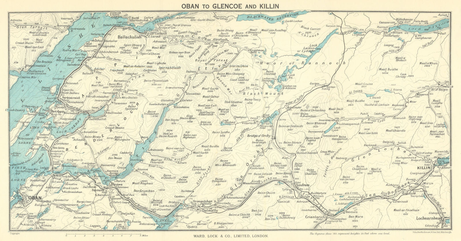 OBAN & LORNE. Glencoe Killin. Argyll & Bute Scotland. WARD LOCK 1951 ...