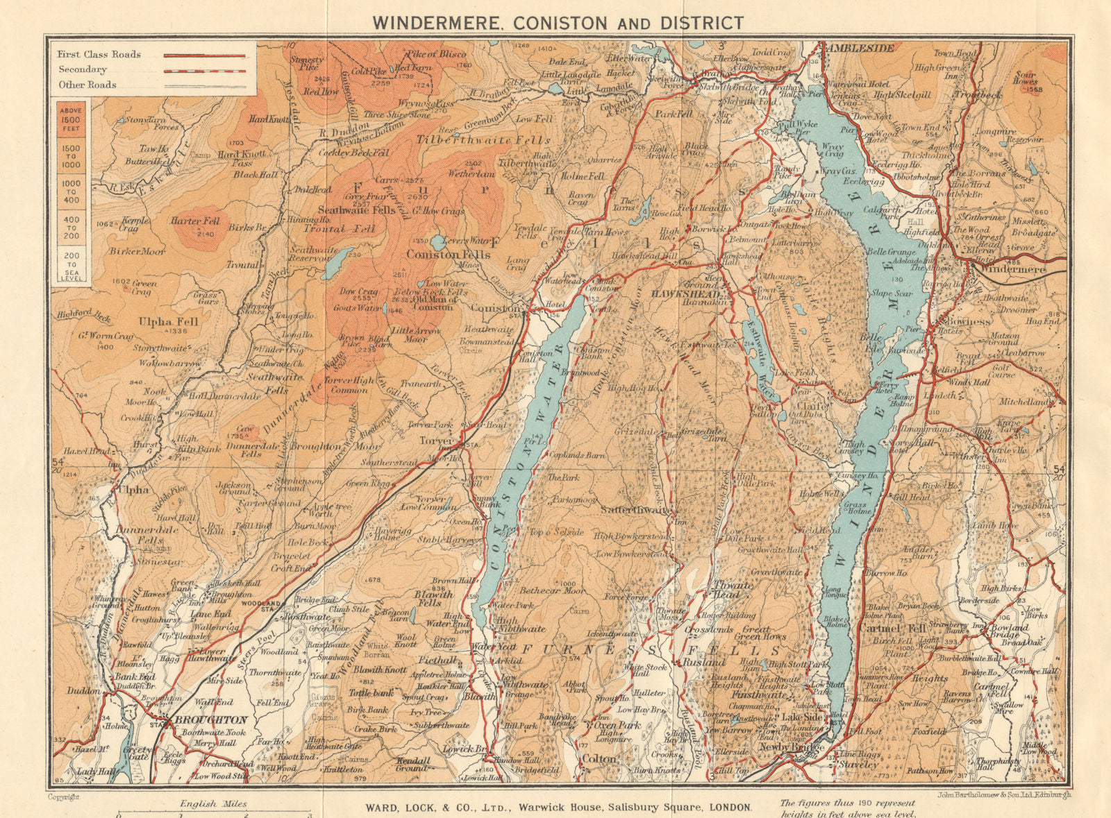 WINDERMERE & CONISTON WATER. Ambleside Cumbria Lake District. WARD LOCK ...