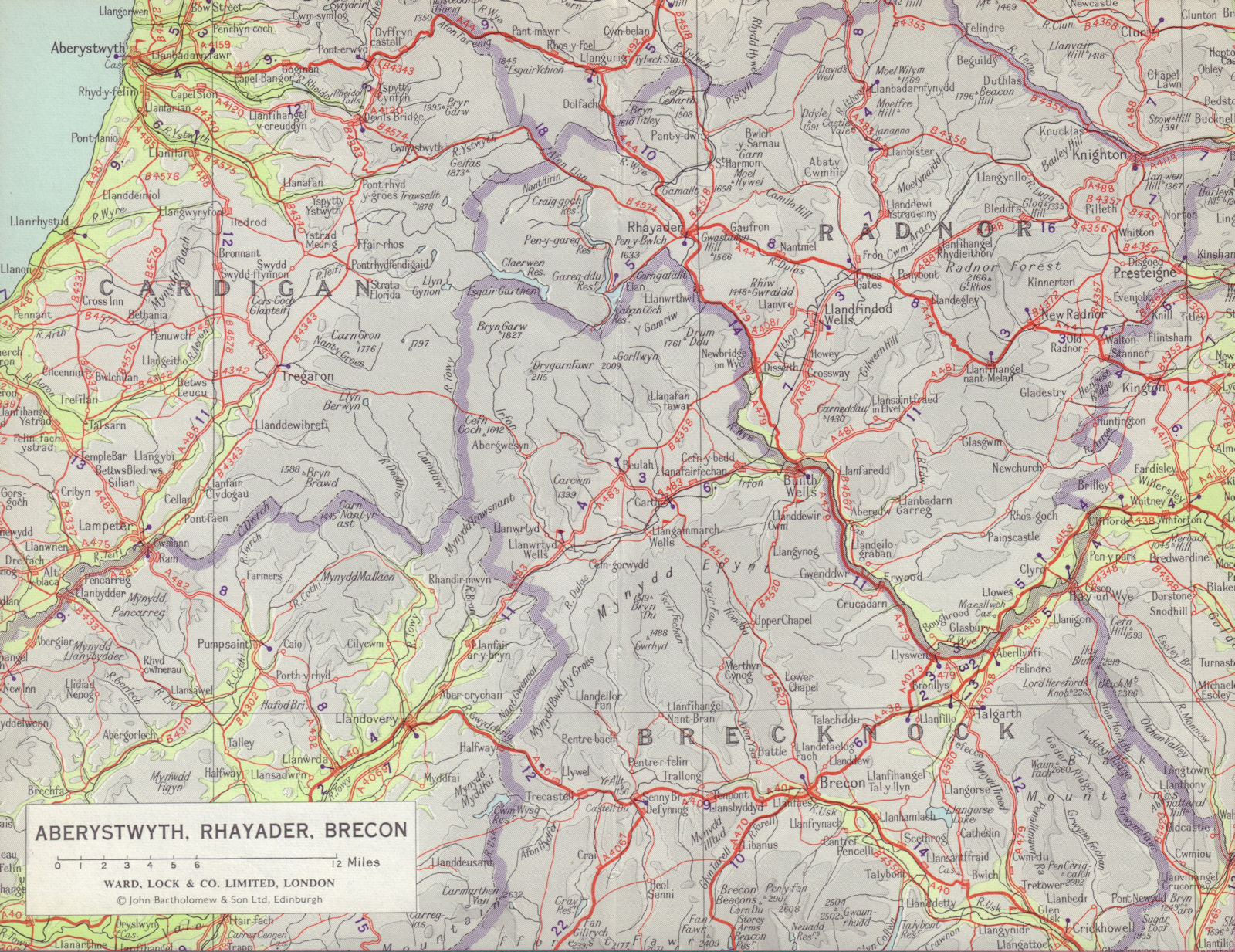 Central Wales. Aberystwyth Rhayader Brecon Presteigne. WARD LOCK 1966 ...