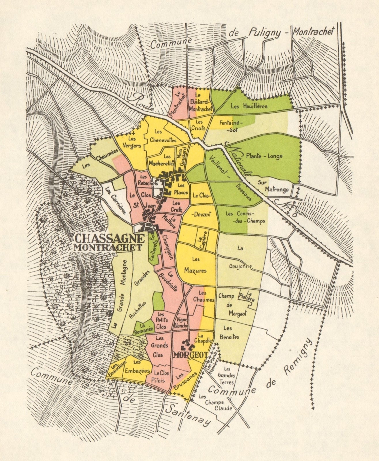 BURGUNDY BOURGOGNE VINEYARD MAP Côte de Beaune Chassagne-Montrachet ...