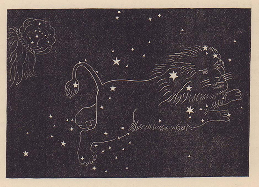 The constellation of the Lion. Leo. Star chart. SMALL. PROCTOR 1882 old ...