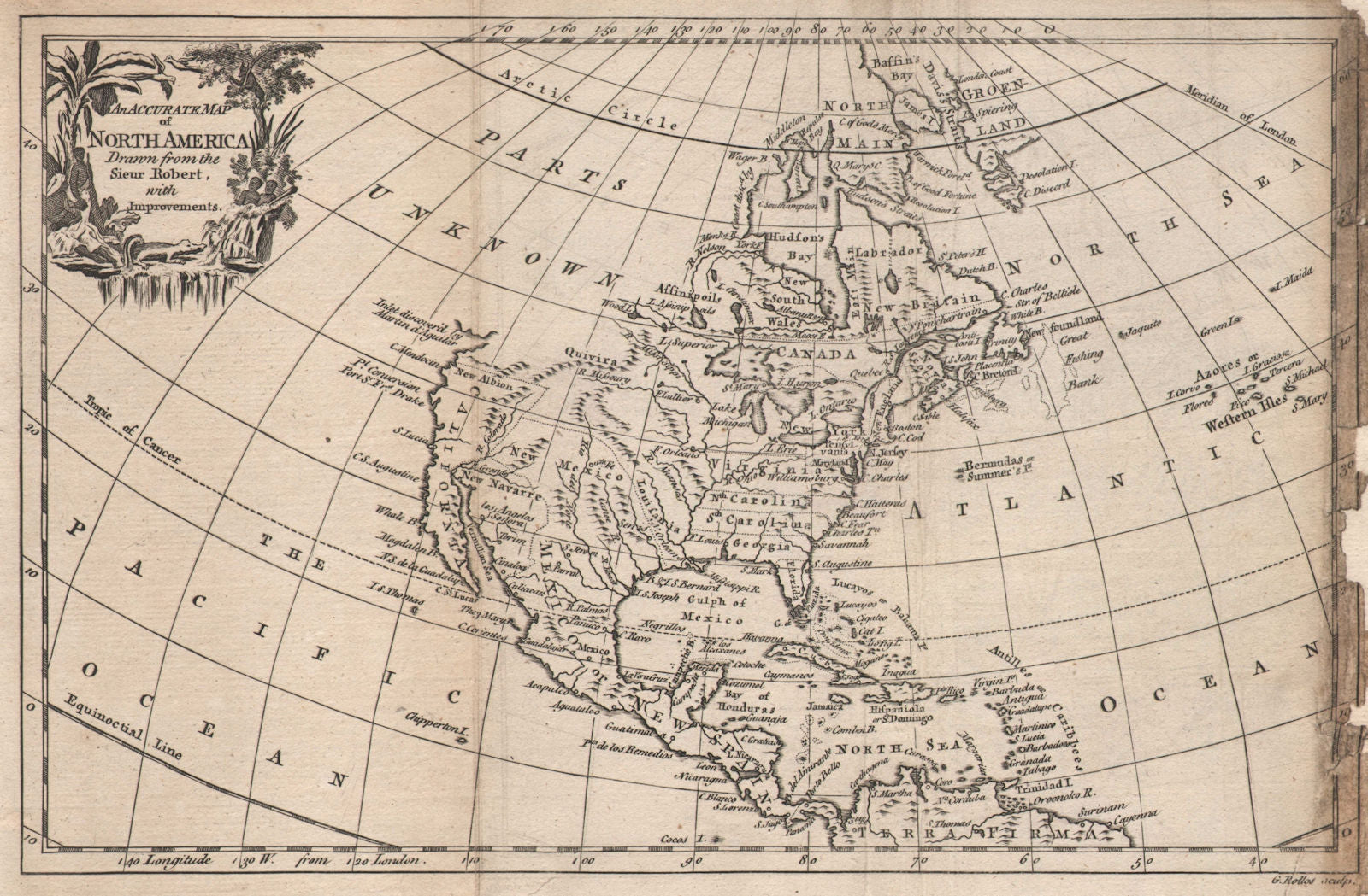 An accurate map of North America drawn from the Sieur Robert… ROLLOS ...