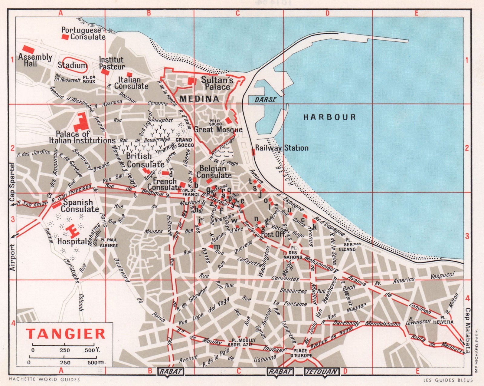 Tangier vintage town city tourist plan. Morocco 1966 old vintage map ...