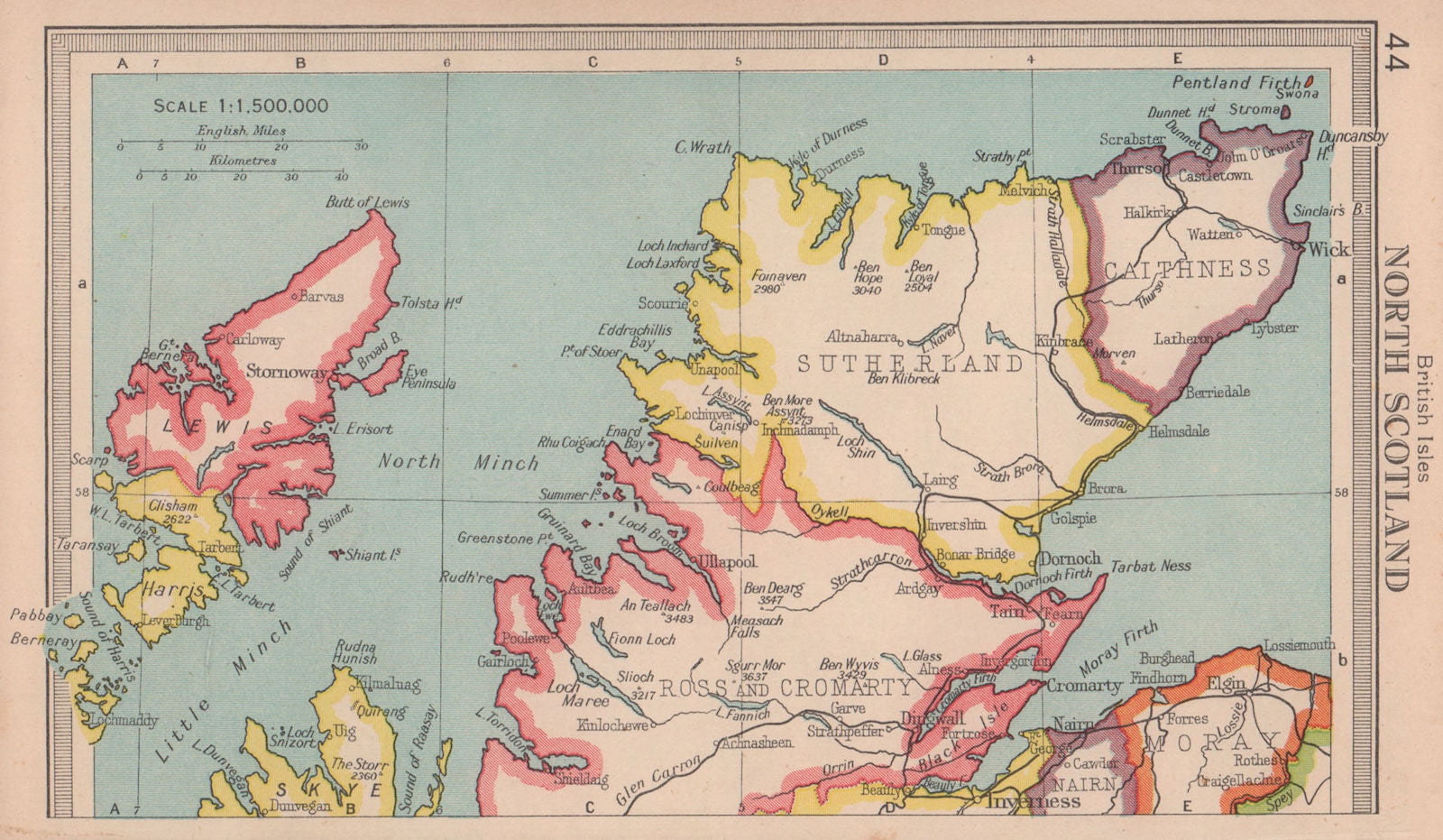 Northern Scotland. Highlands & Islands. BARTHOLOMEW 1949 old vintage ...