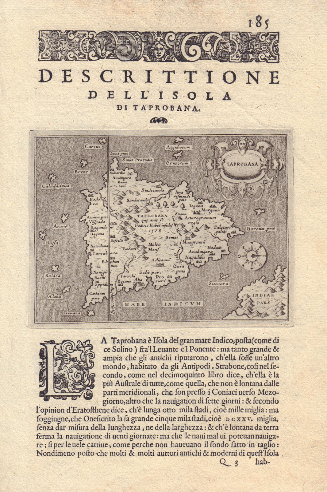 Descrittione dell' Isola Taprobana. PORCACCHI. Ceylon / Sri Lanka 1590 ...