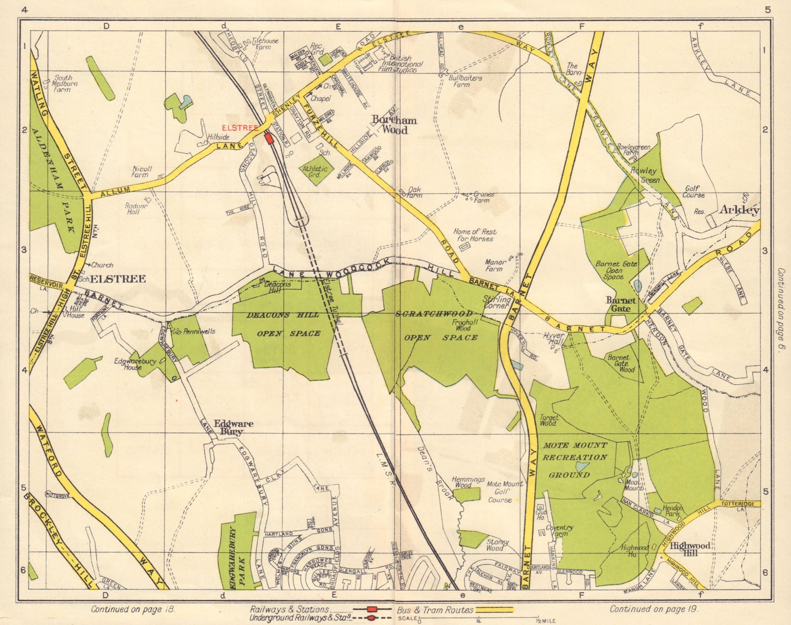 NW LONDON. Elstree Borehamwood Edgwarebury Barnet Gate Highwood Hill ...