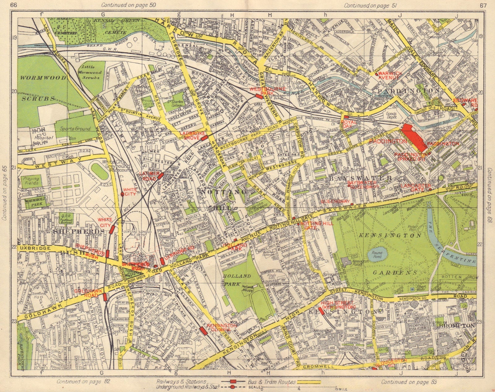 W LONDON. Notting Hill Paddington Bayswater Shepherd's Bush Kensington ...
