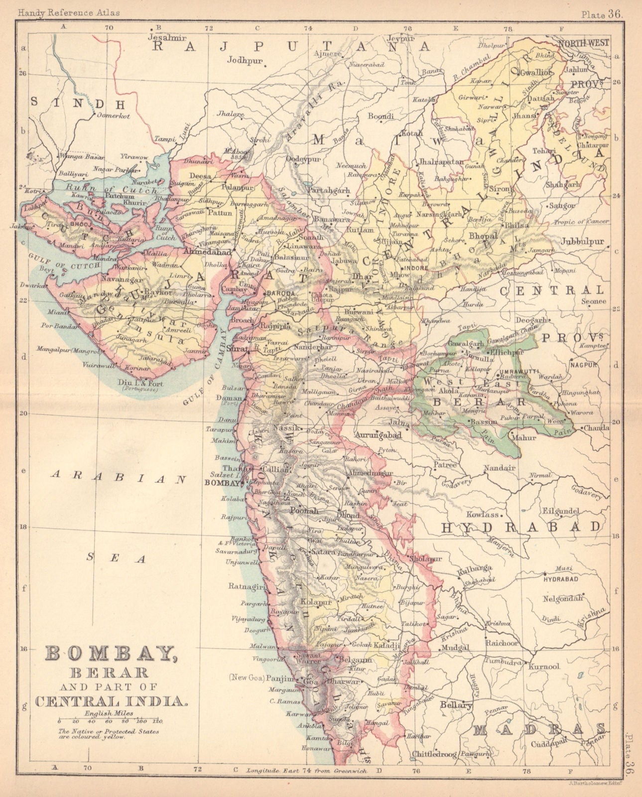 British India West. Bombay, Berar & part of Central India. BARTHOLOMEW ...