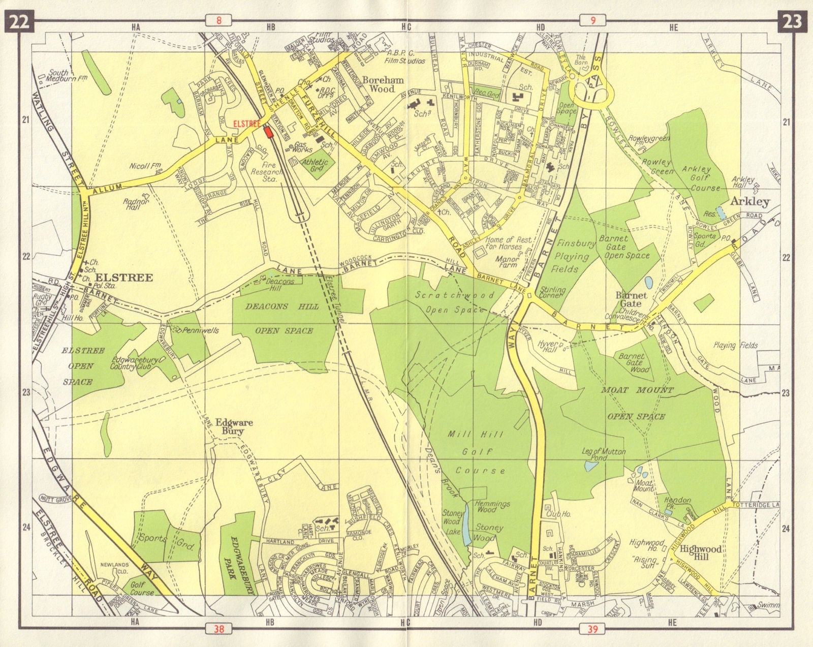 NW LONDON Elstree Borehamwood Barnet Gate Highwood Hill M1 projected ...