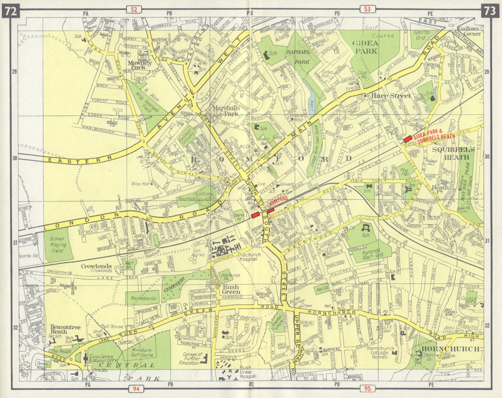 NE LONDON Romford Gidea Park Hornchurch Becontree/Squirrels Heath 1965 ...