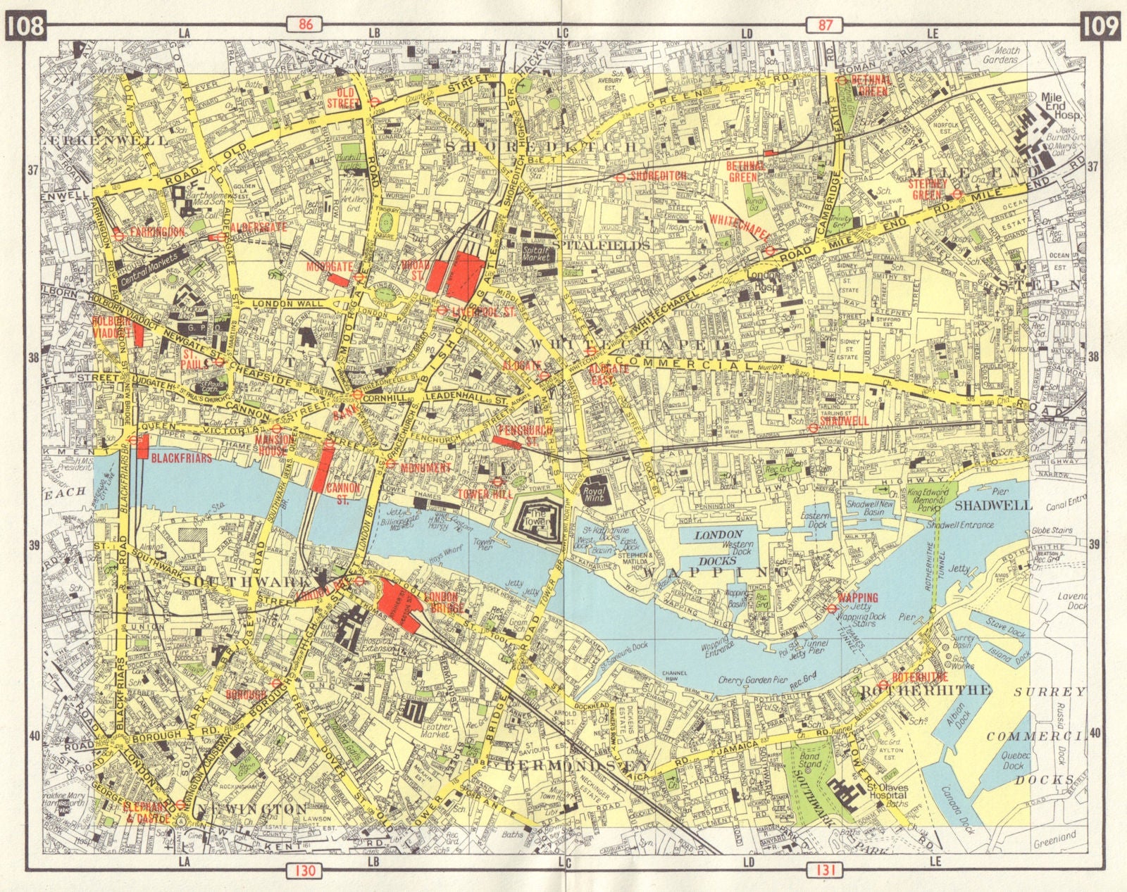 LONDON CITY/EAST END Southwark Shoreditch Whitechapel Bermondsey 1965 ...