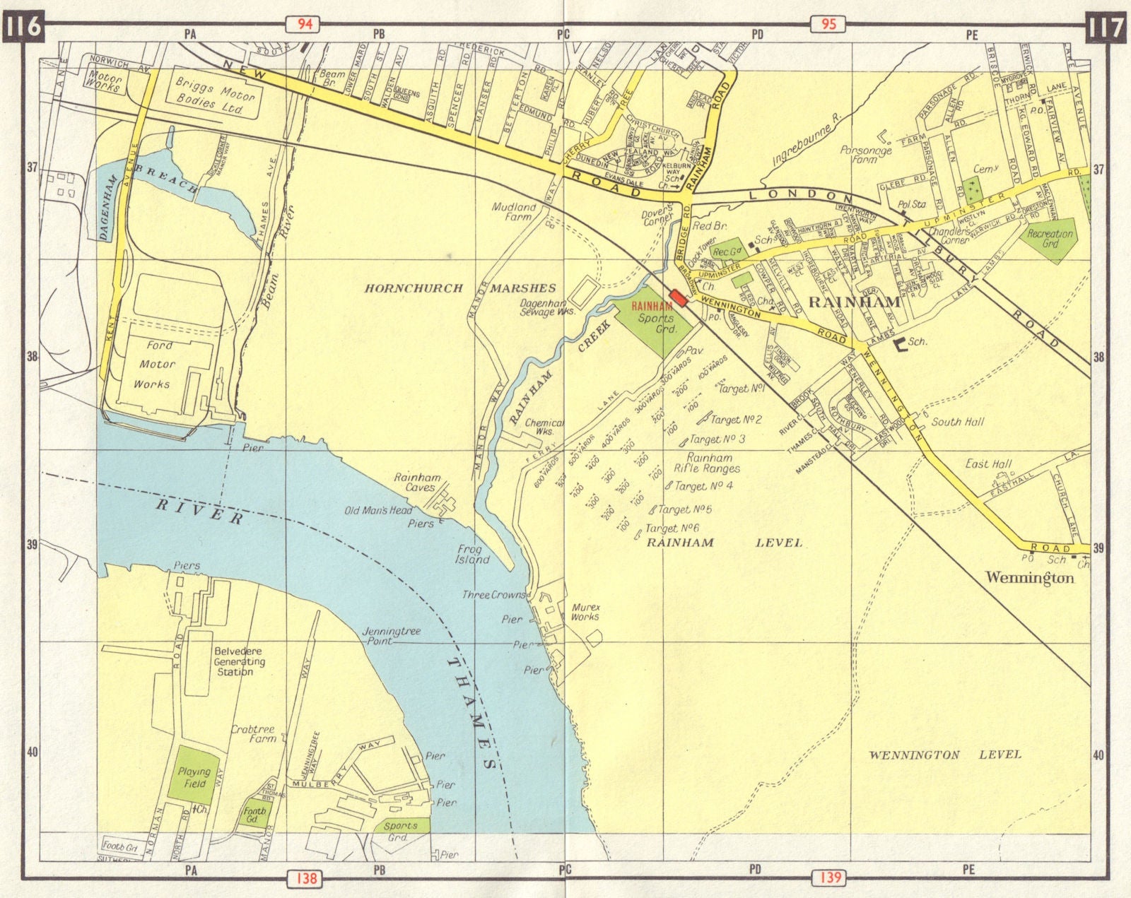 E LONDON Rainham Hornchurch Wennington Marshes Belvedere Dagenham 1965 ...