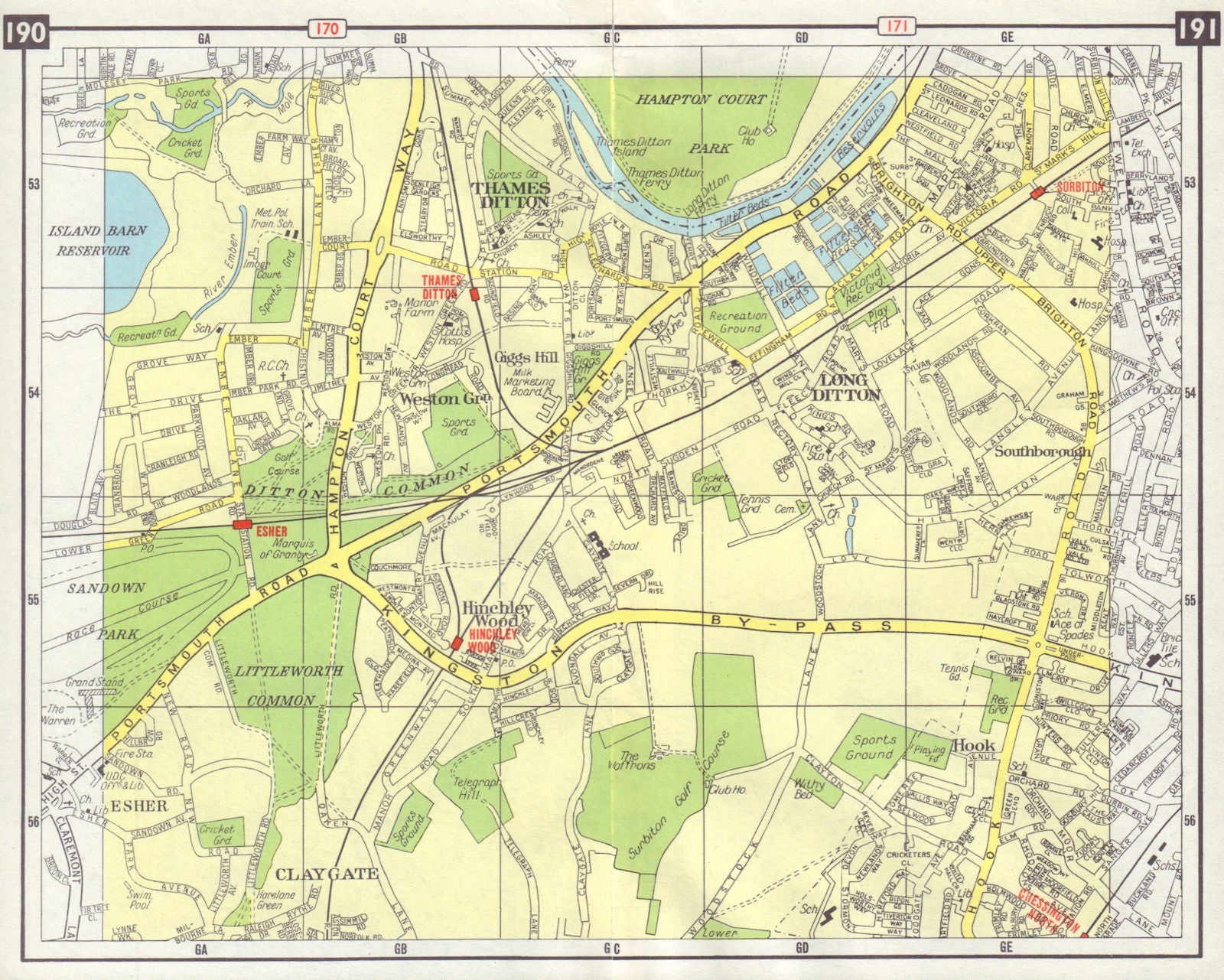 SW LONDON Long/Thames Ditton Hook Hinchley Wood Claygate Esher Surbiton ...
