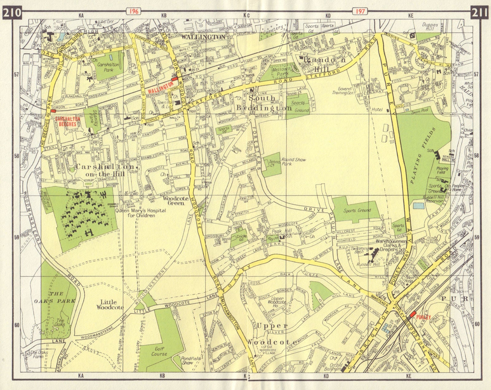 S LONDON Wallington South Beddington Carshalton Upper Woodcote Purley ...
