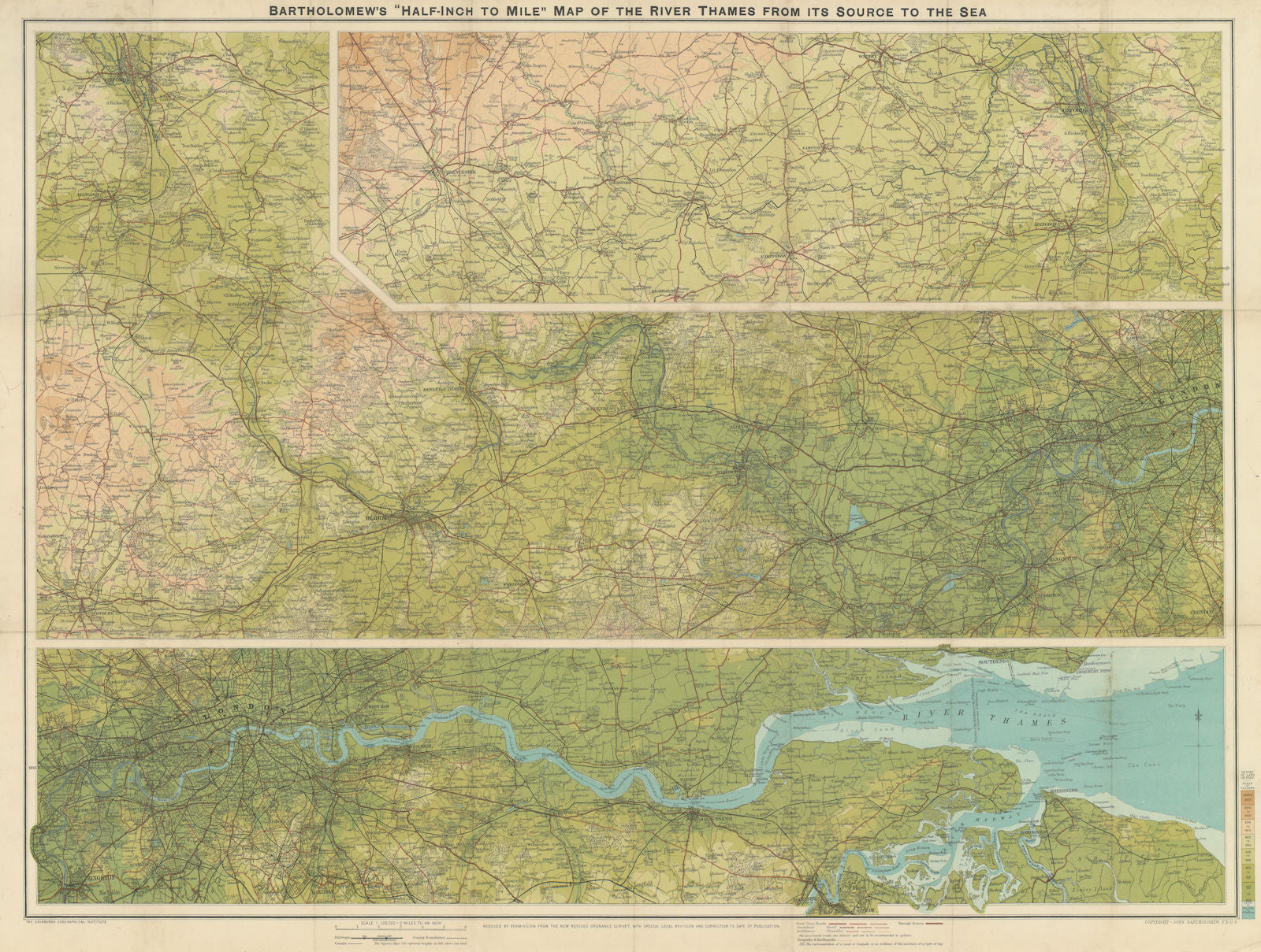 River Thames from source to sea. Thames valley. 56x74cm BARTHOLOMEW ...
