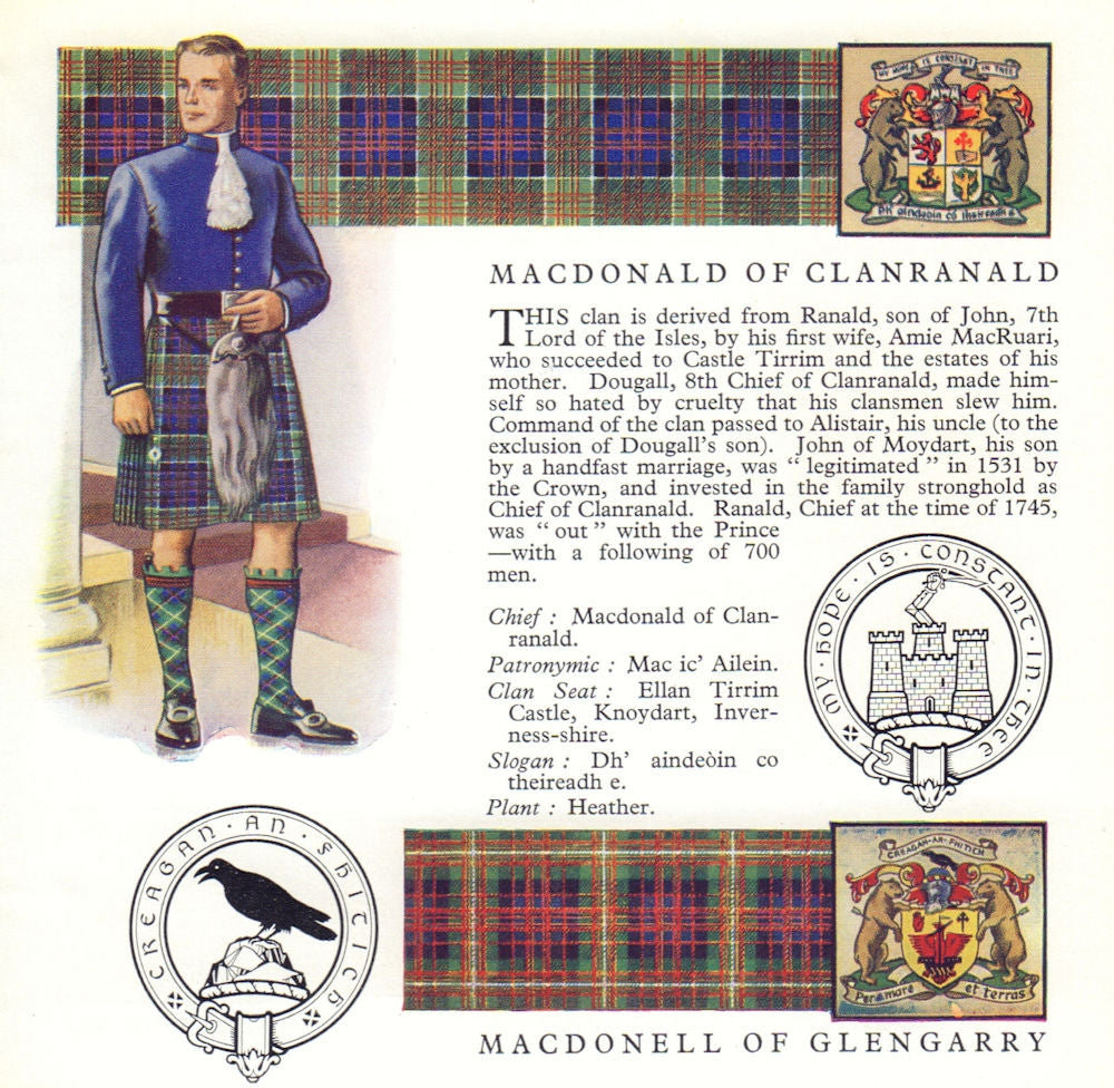 MacDonald Clanranald MacDonell Glengarry. Scottish clans tartans arms ...