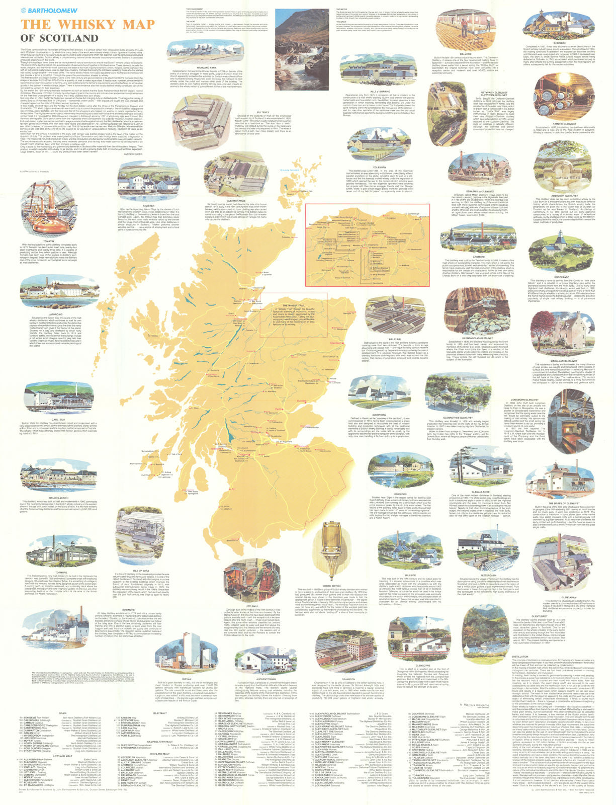 Pictorial Whisky Map of Scotland. Scotch. Distilleries 100x76cm ...