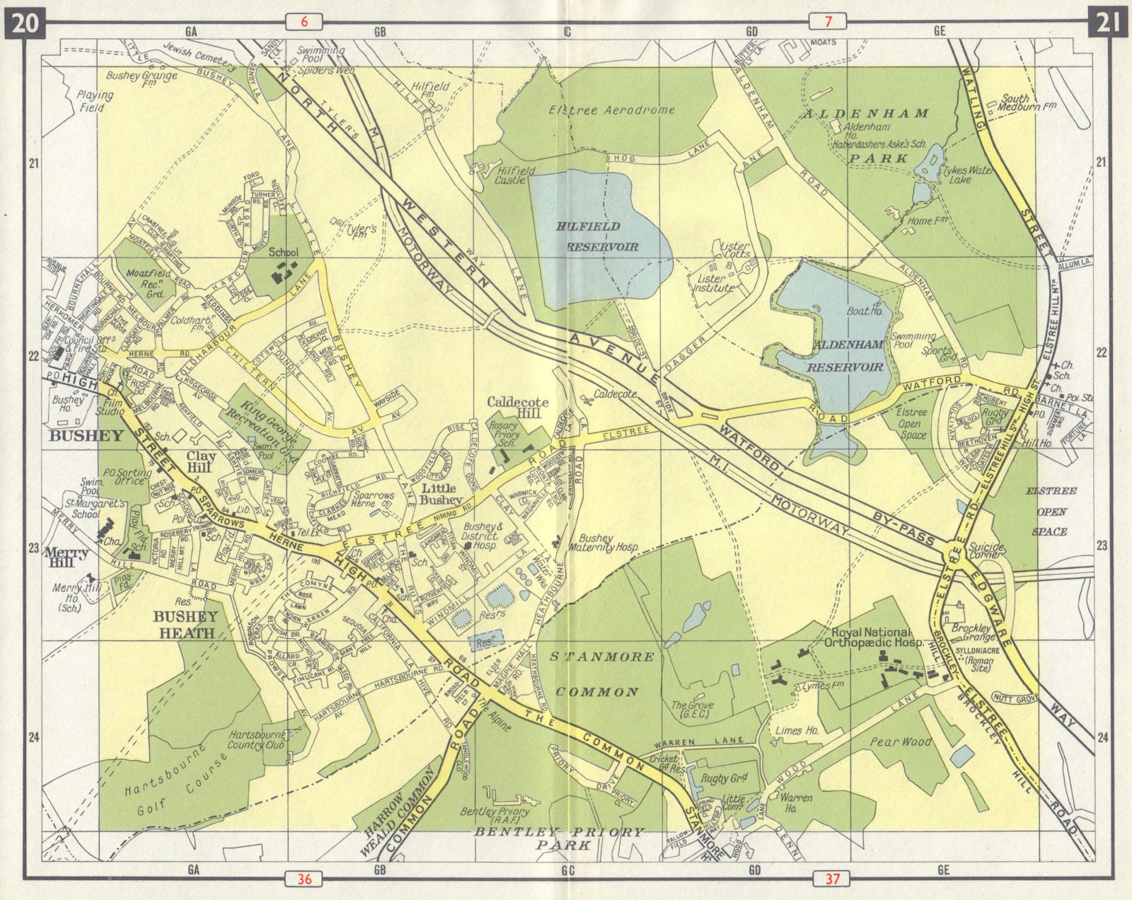 NW LONDON Bushey Heath Elstree Stanmore Aldenham Park Caldecote M1 open ...