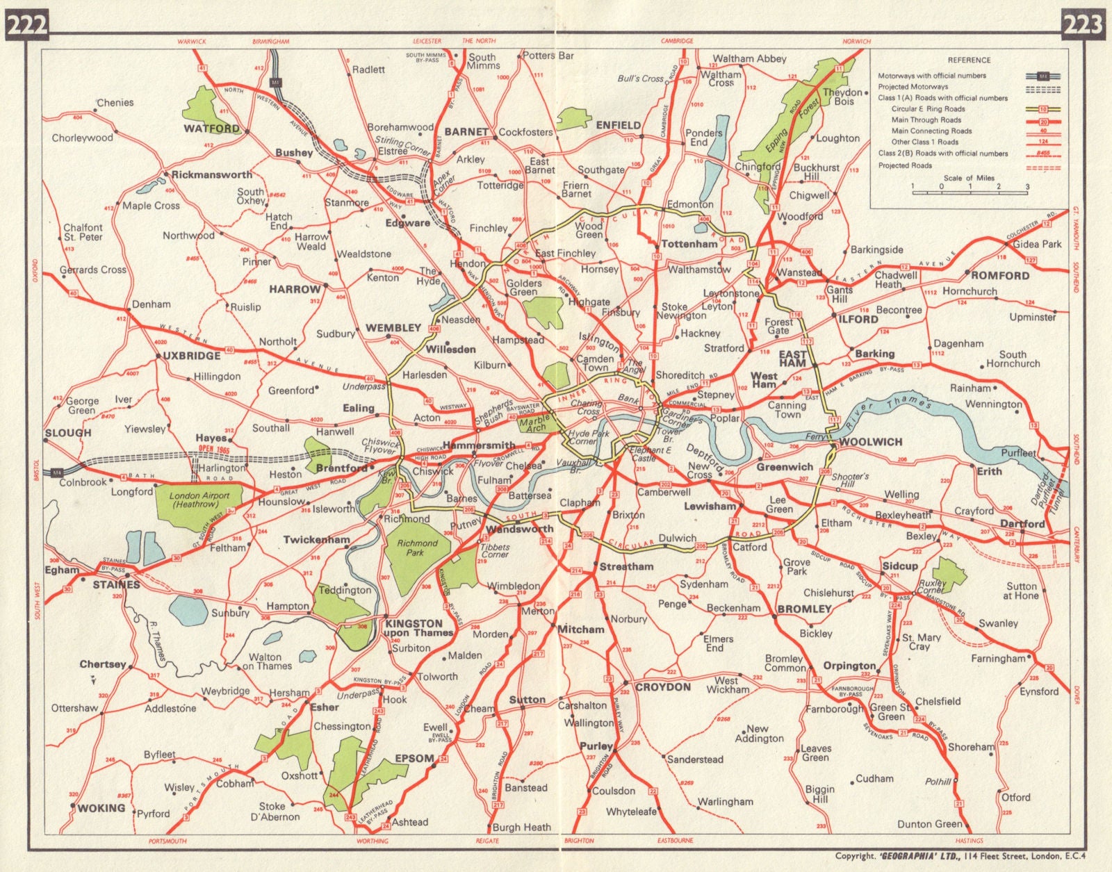 LONDON MAJOR ARTERIAL ROADS M1 & M4 Motorways under construction 1965 ...