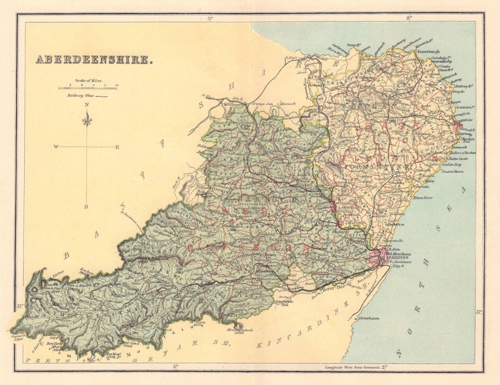 ABERDEENSHIRE antique county map with parishes. Aberdeen. Scotland ...