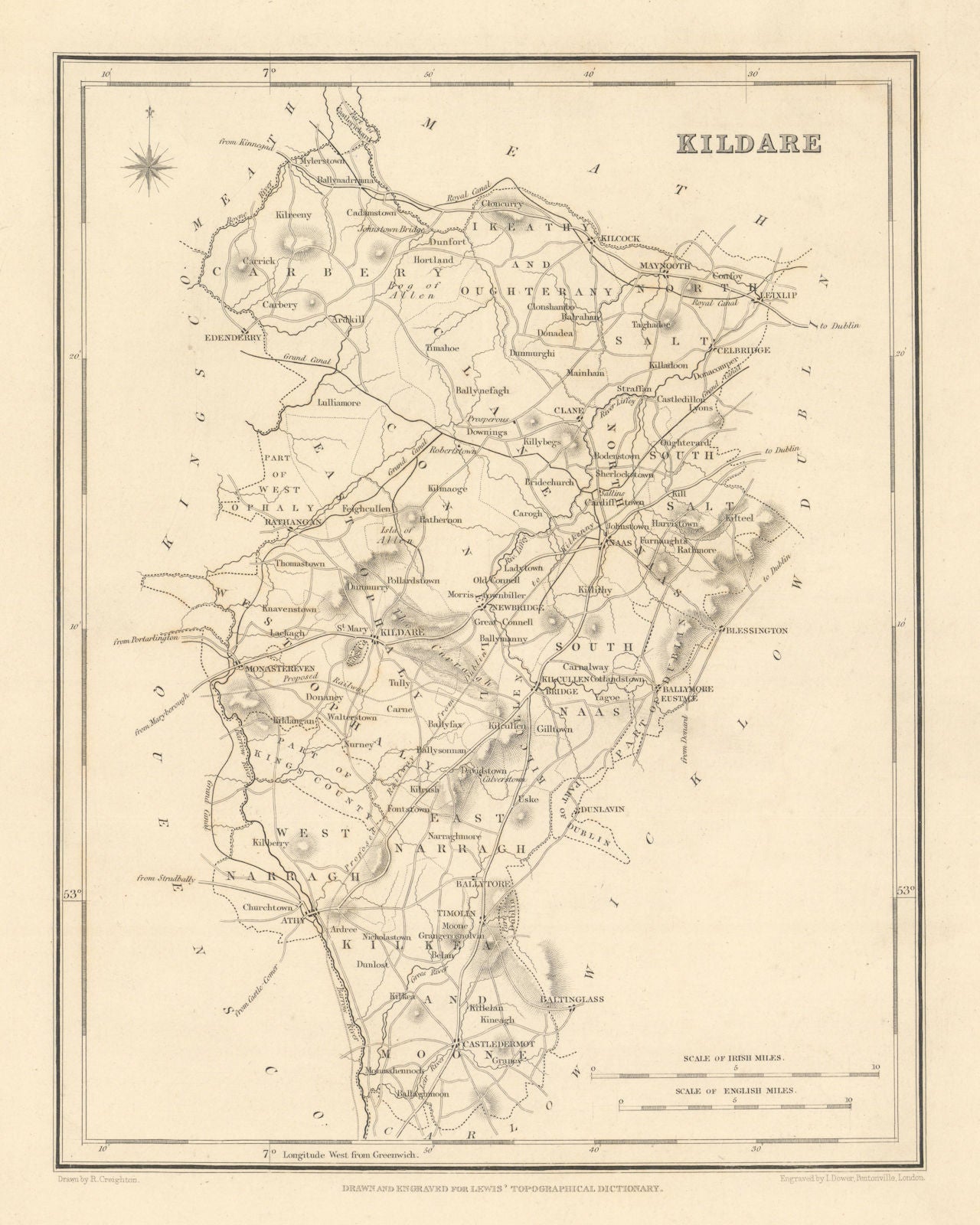 COUNTY KILDARE antique map for LEWIS by CREIGHTON & DOWER - Ireland ...