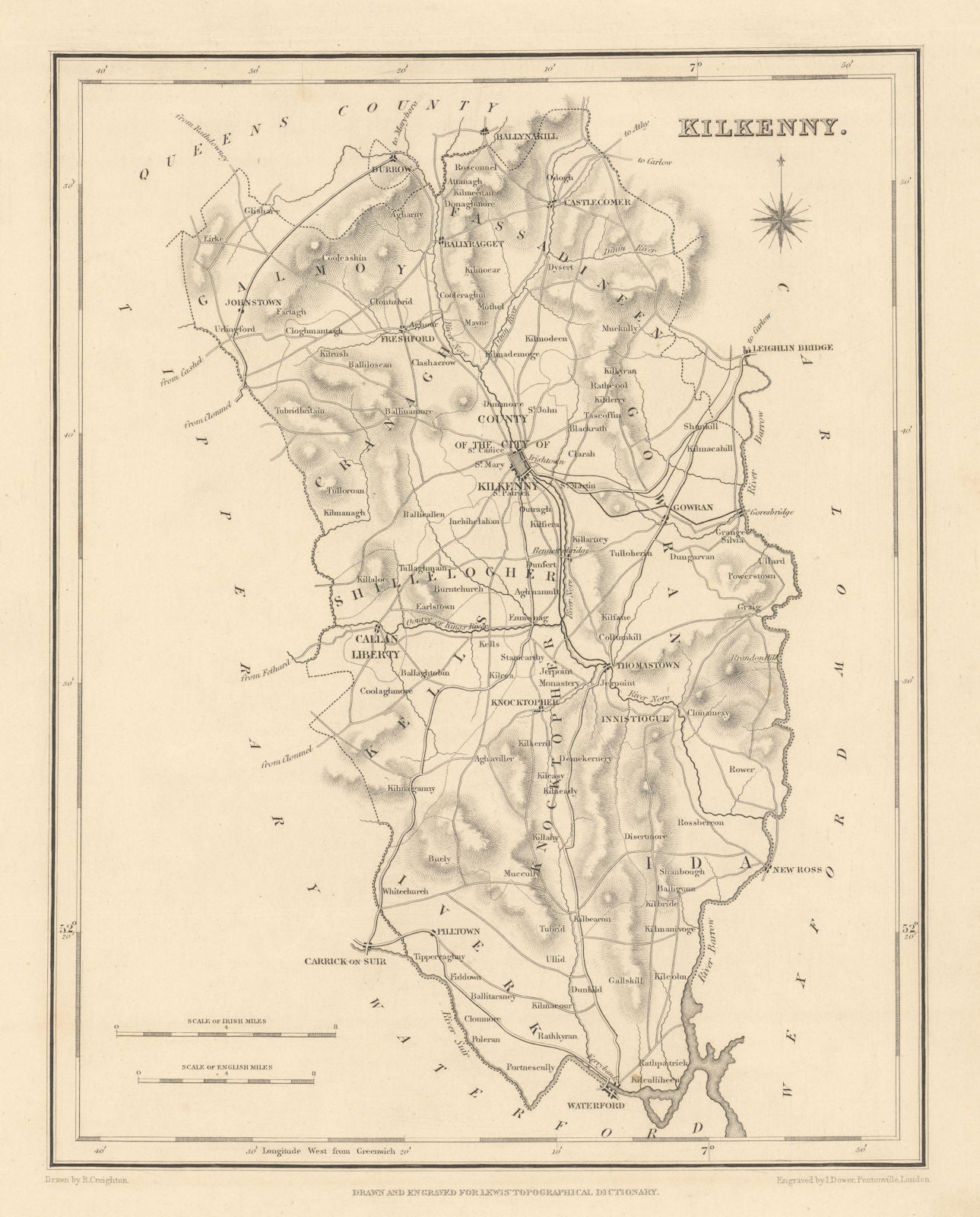 COUNTY KILKENNY antique map for LEWIS by CREIGHTON & DOWER - Ireland ...