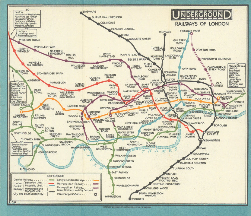 LONDON UNDERGROUND tube map plan diagram. STINGEMORE 1928 old vintage ...
