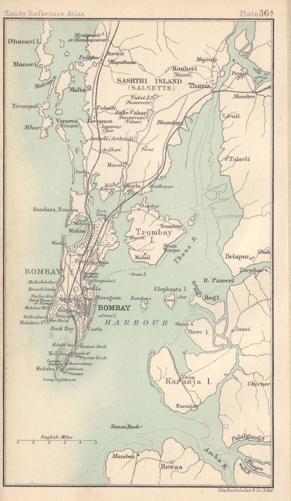Bombay/Mumbai environs. British India. BARTHOLOMEW 1898 old antique map ...