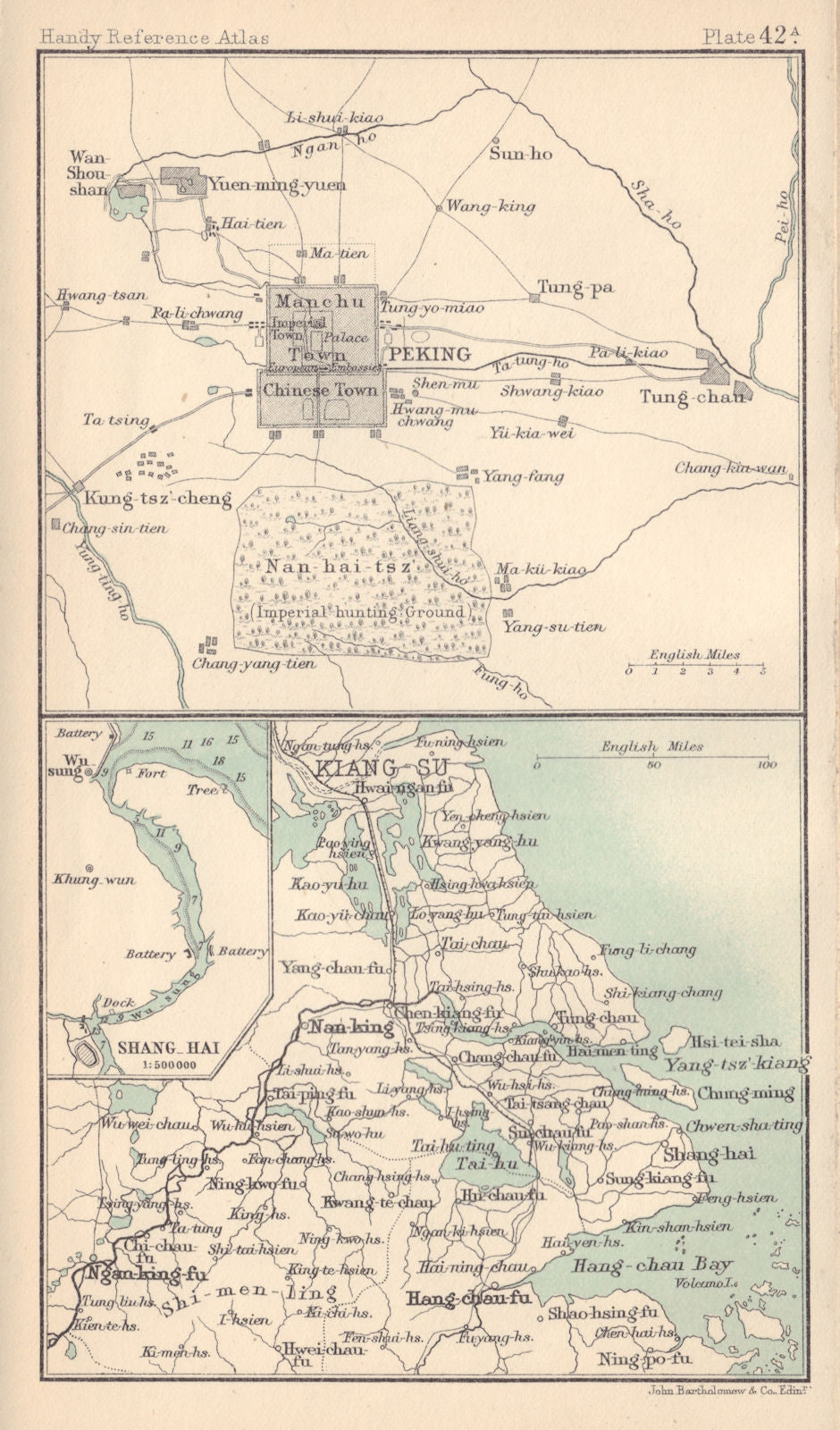 Environs of Peking & Nanking. China. BARTHOLOMEW 1898 old antique map ...