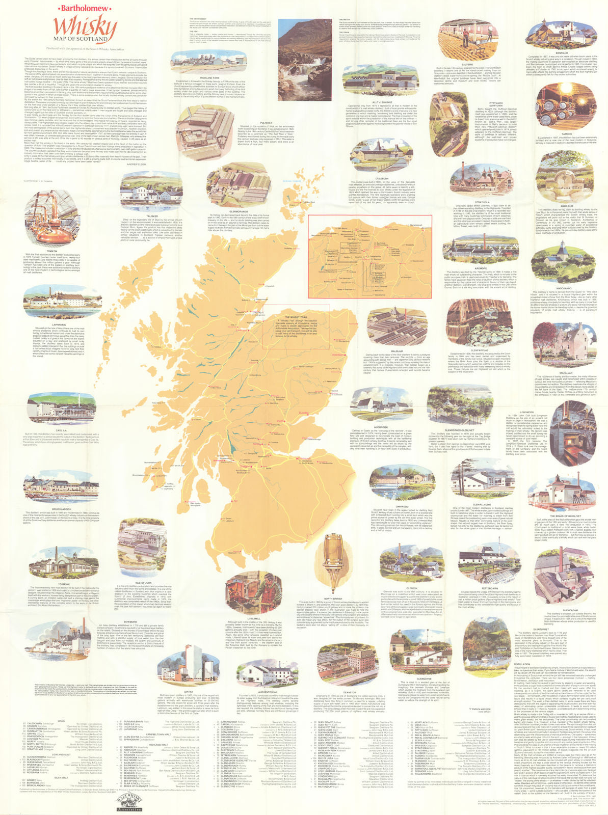 Pictorial Whisky Map of Scotland. Scotch. Distilleries 100x76cm ...
