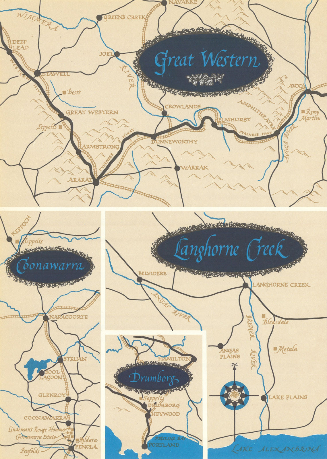 Great Western Coonawarra Langhorne Creek Henty Australia wineries 1966 ...