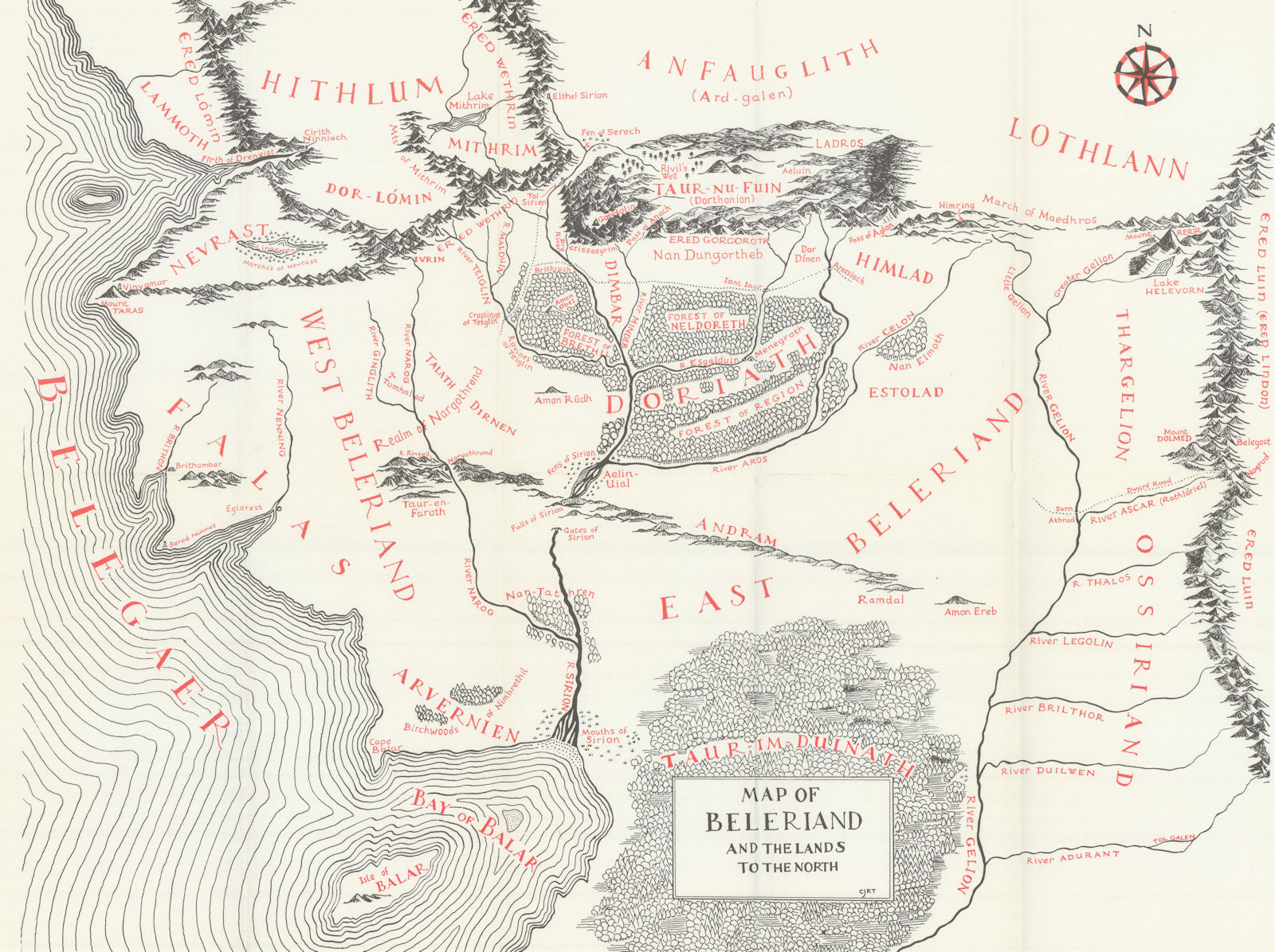 Beleriand & the Lands to the north. Silmarillion. Middle-earth. TOLKIEN ...