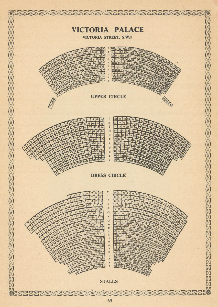 Victoria Palace Theatre, Victoria Street, London. Vintage seating plan ...