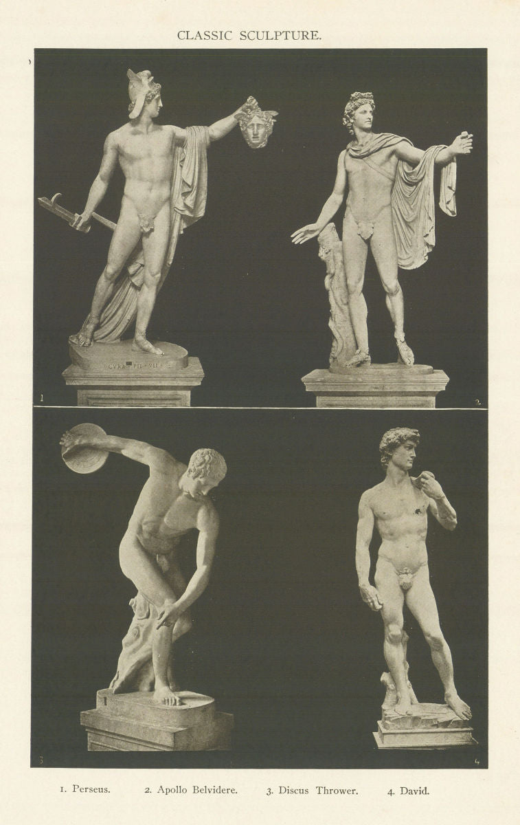 CLASSIC SCULPTURE. Perseus. Apollo Belvidere. Discus Thrower. David ...