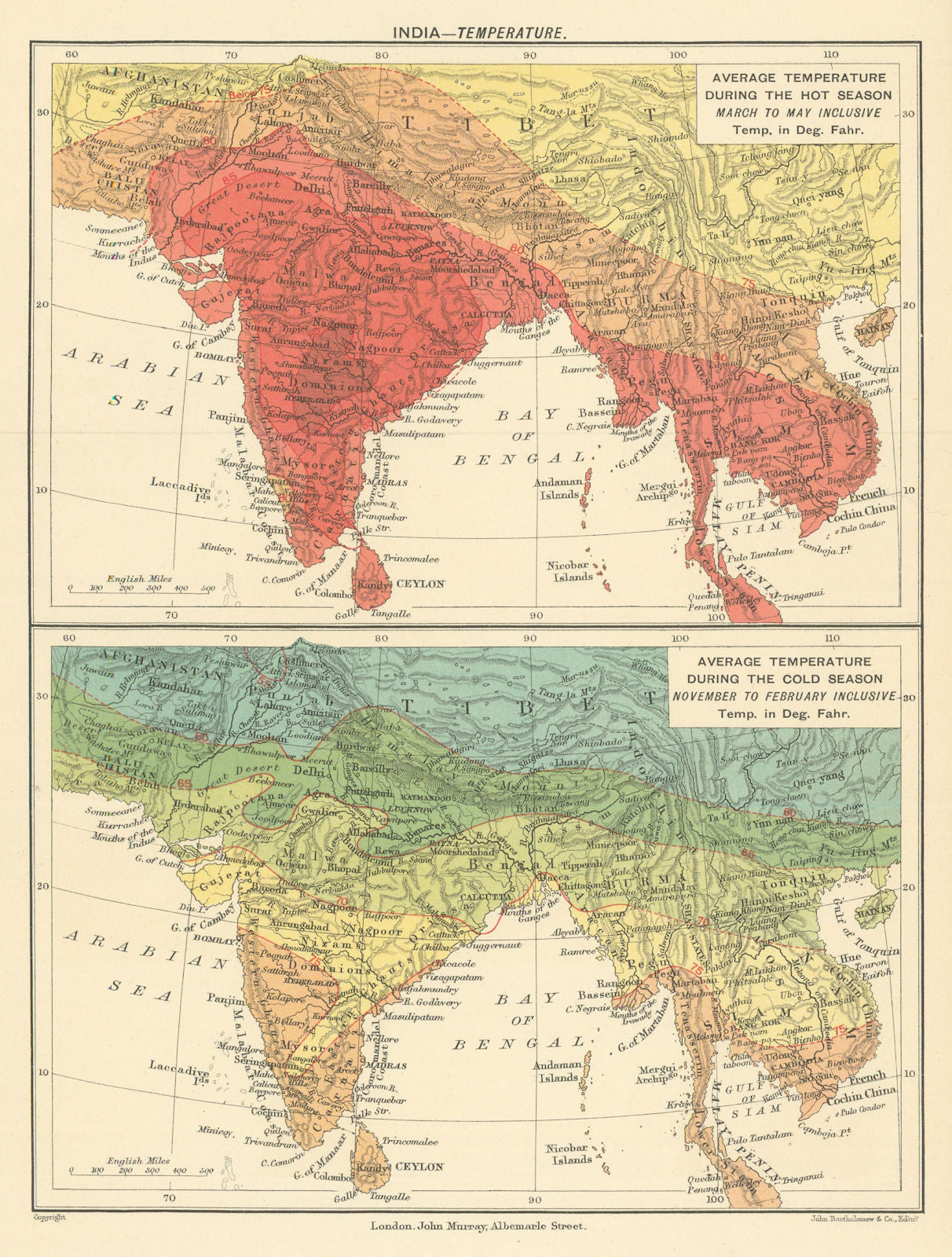 INDIA. average Temperature during Monsoon & dry seasons. Isotherms 1905 ...