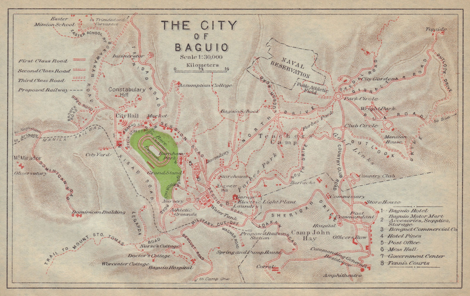 The City of Baguio town plan. Luzon. Philippines 1917 old antique map ...