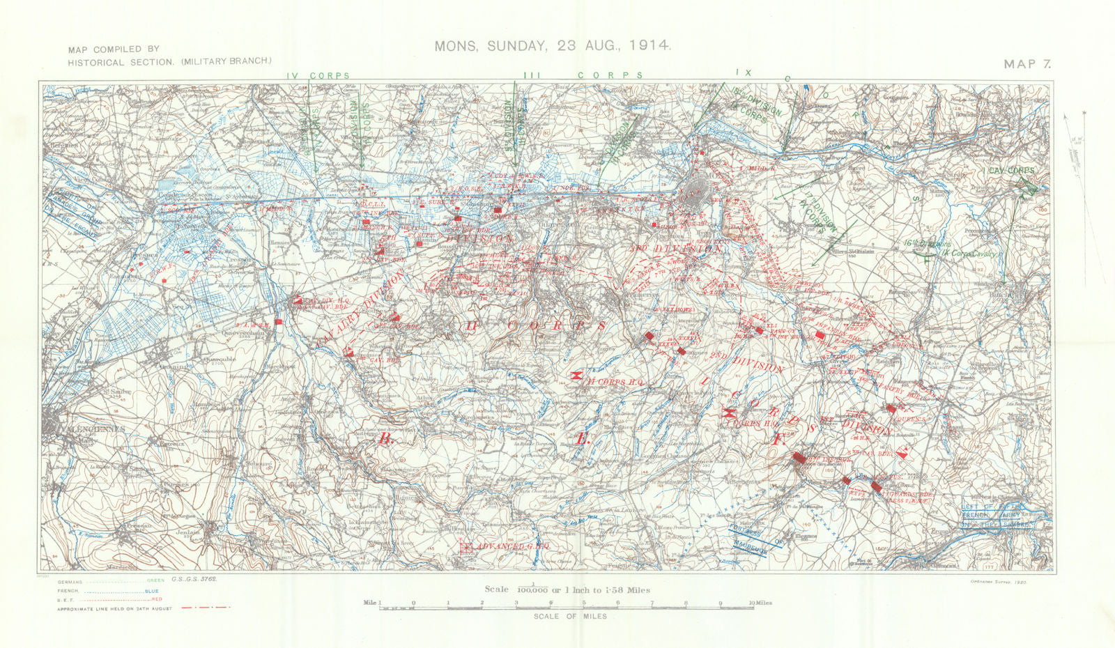 Mons, 23 Aug, 1914. Battle of Mons. First World War. 1933 old vintage ...