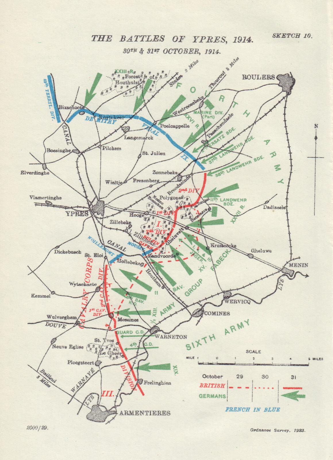 Battle of Ypres, 30th & 31st October, 1914. First World War. 1925 old ...