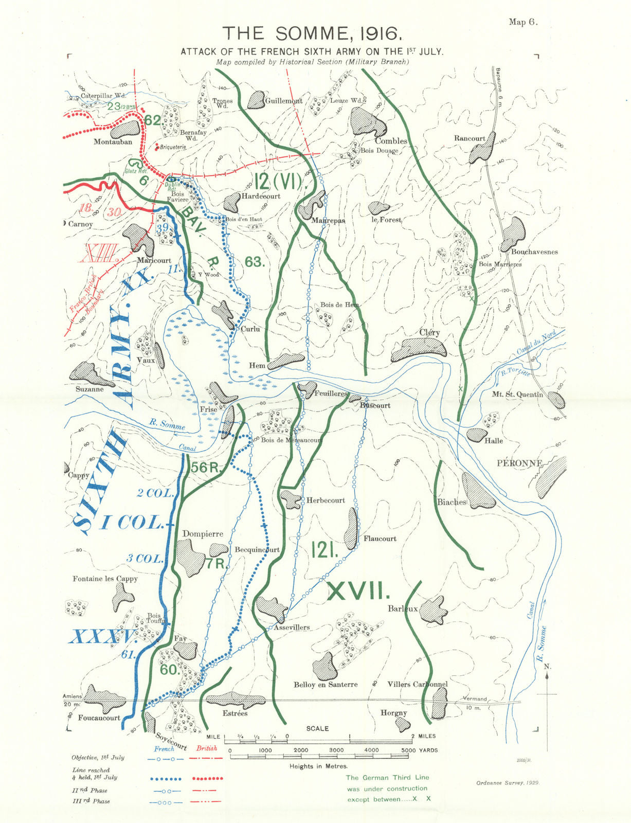 Somme, 1916. French Sixth Army attack, 1st July. WW1. 1932 old vintage ...