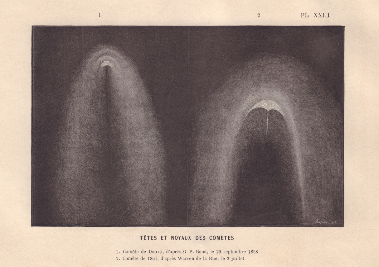 COMETS. Donati's comet 1858. 1861. Nucleus coma tail 1866 old antique ...