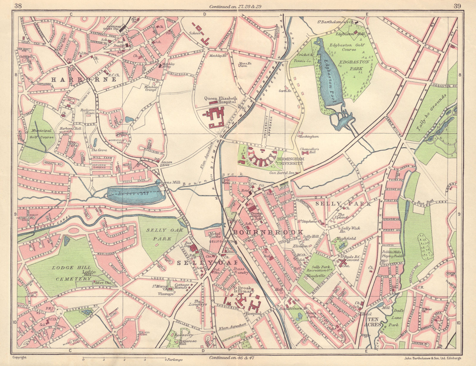 BIRMINGHAM SOUTH WEST Harborne Selly Oak/Park Bournbrook Edgbaston 1954 ...